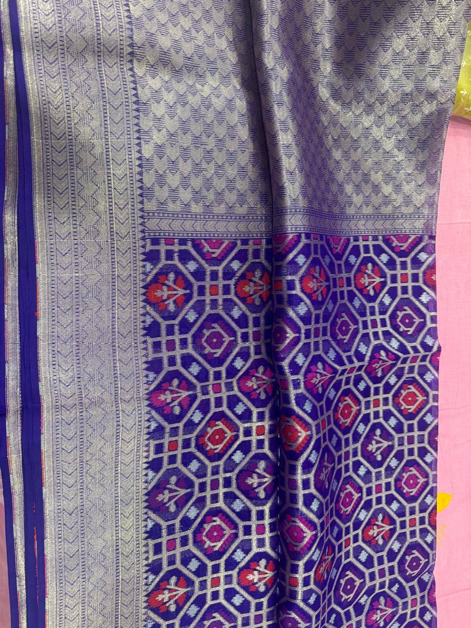 Royal Blue Banarasi Organza Jamdhani Saree | Vyshlo